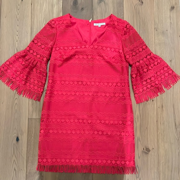 Trina Turk | Dresses | Trina Turk Pink Lace Bell Sleeve Dress | Poshmark